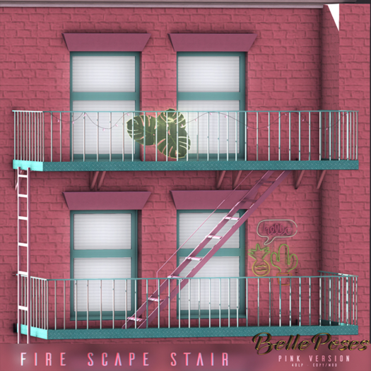 Second Life Marketplace - BellePoses - Fire Scape Stair Pink